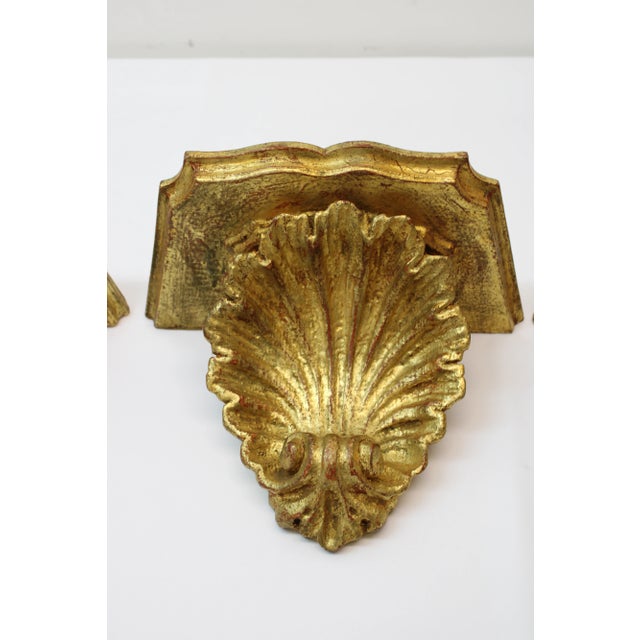 Hand Carved Wood Shell Wall Shelves | Chairish