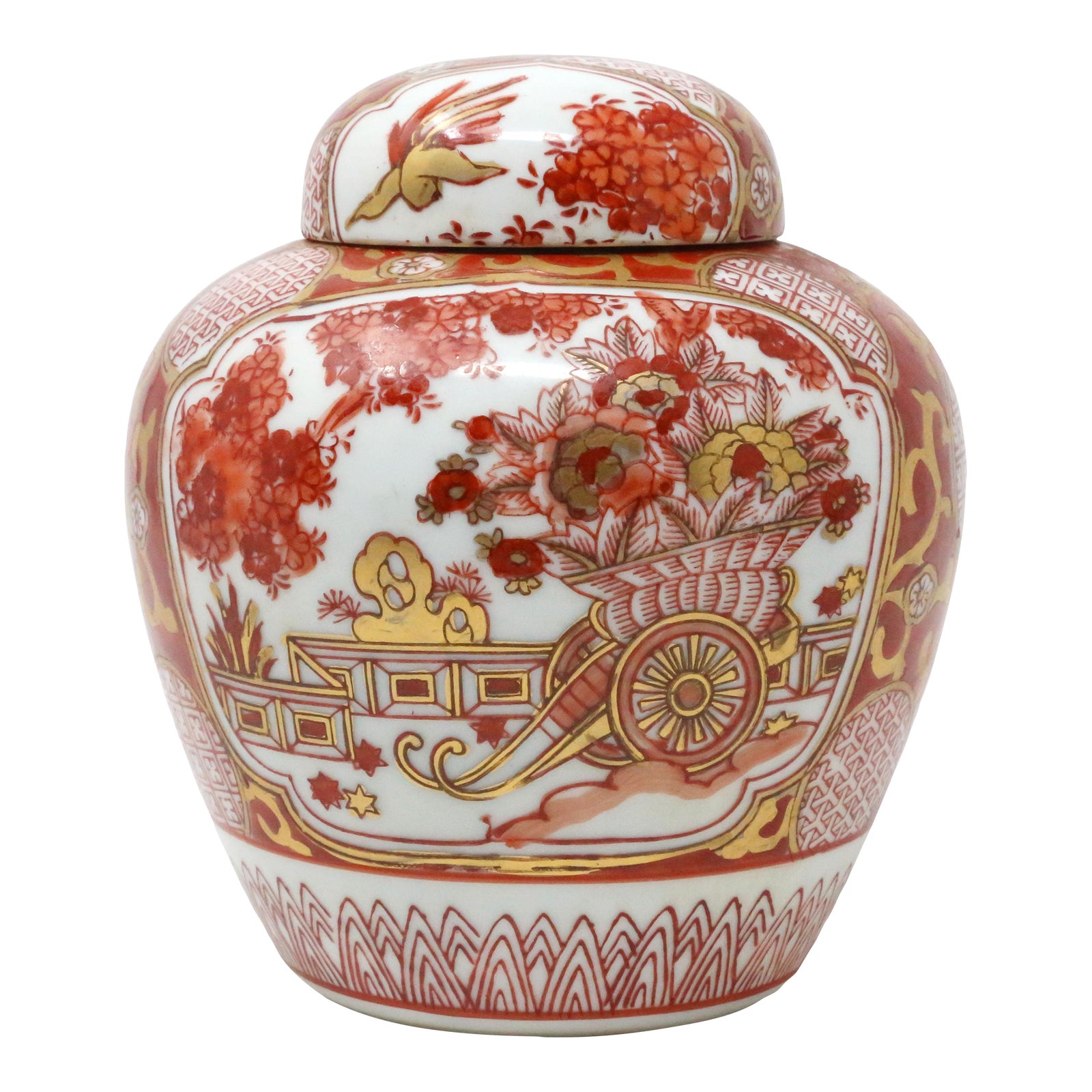 Vintage Porcelain Japanese Imari Ginger Jar by Gold Imari | Chairish