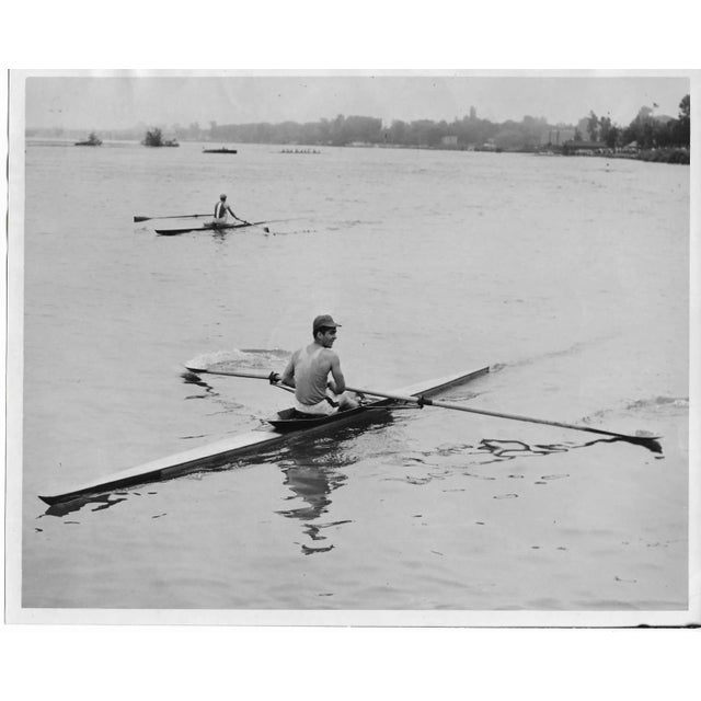 1950 Rowing Black & White Photograph | Chairish
