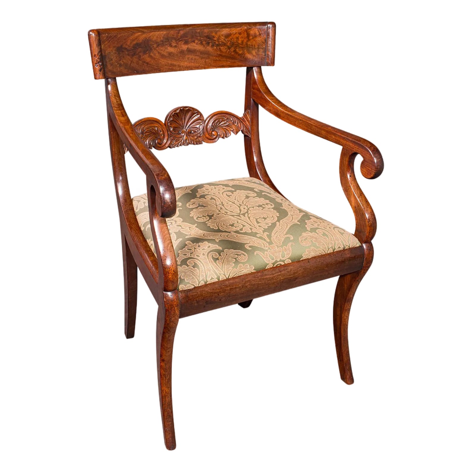 Antique Elbow Chair, English Drawing Room Seat, Study, Bedroom Armchair ...