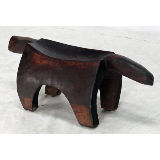 Vintage Mid Century Folk Art Heavy Carved Rhinoceros Log Bench | Chairish