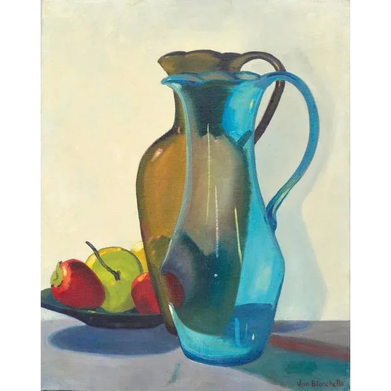 Two Pitchers and Fruit Still Life | Chairish