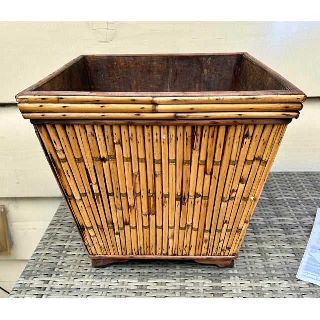 Large Bamboo & Reed Box Planter | Chairish