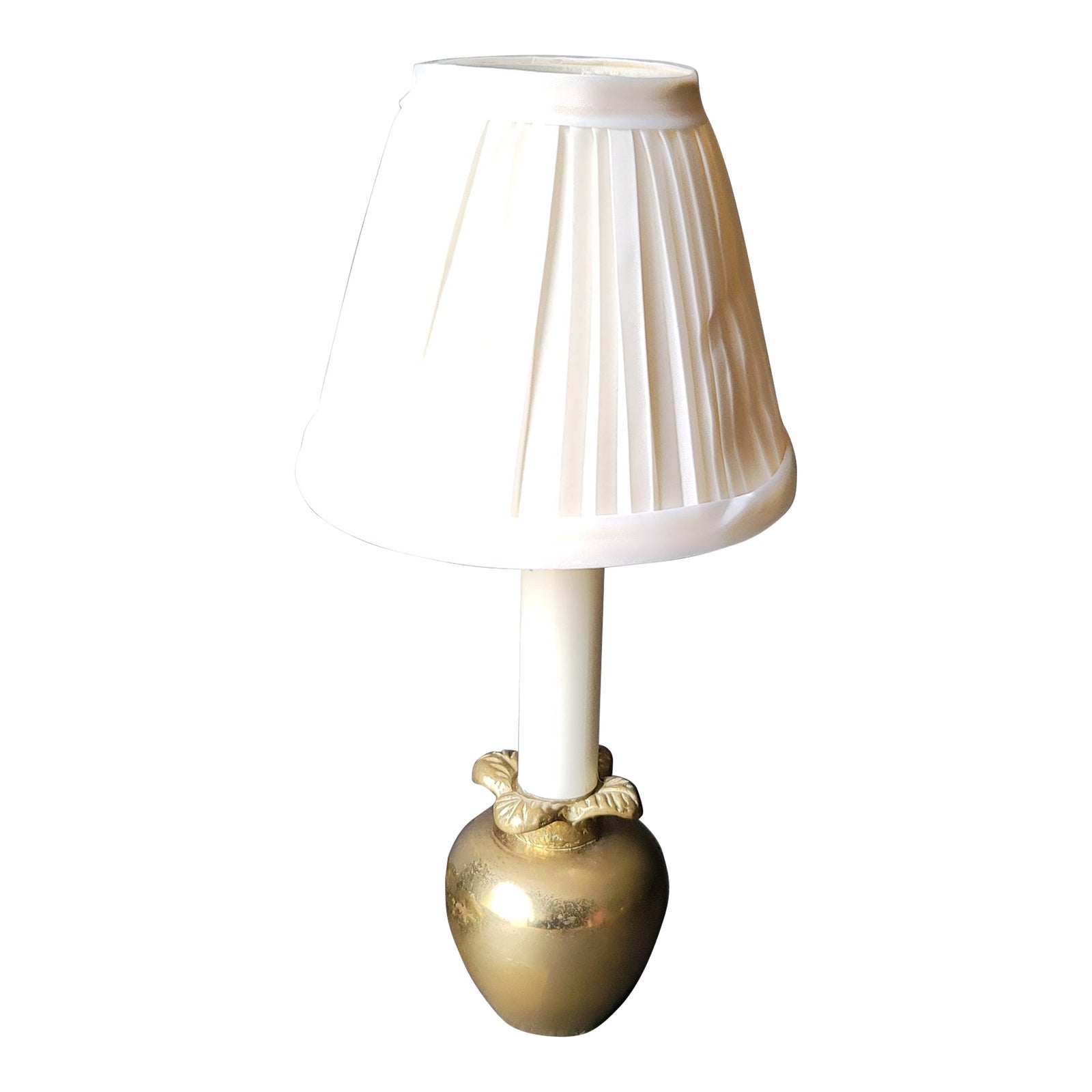 Vintage Small Brass Apple Lamp With Clip on Shade | Chairish