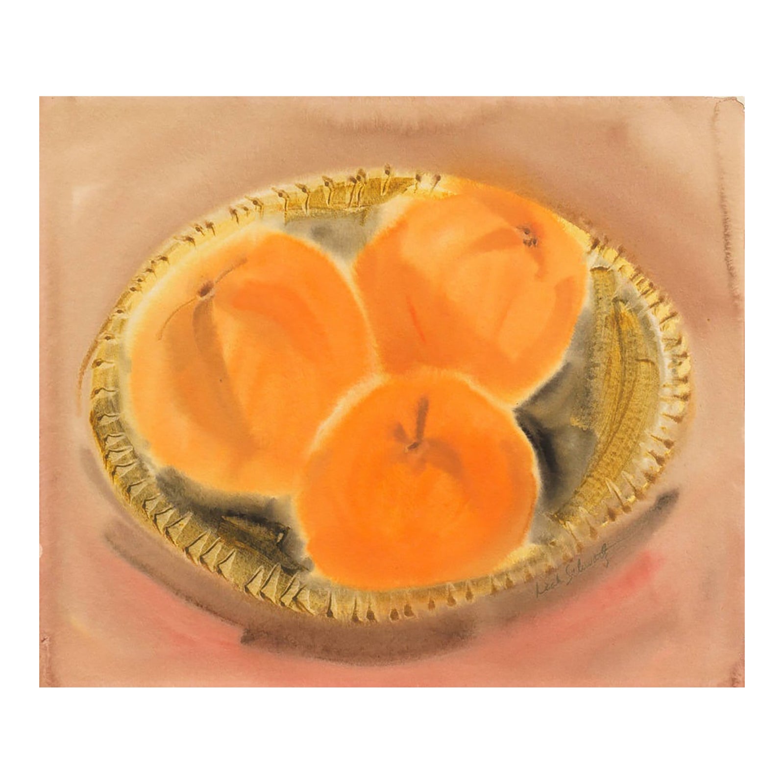 'Peaches in a Woven Basket' by Leah Schwartz, California Woman Artist ...