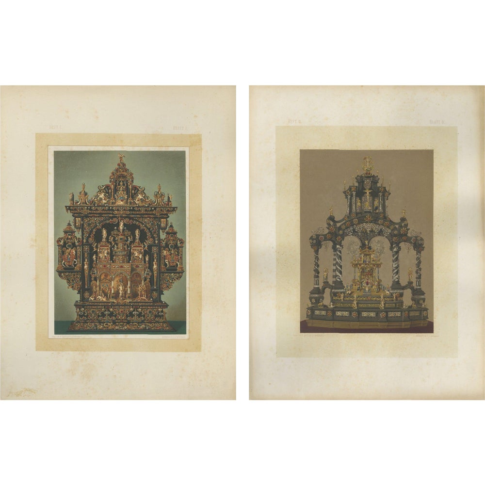 Bavarian Royal Chapel Altar Shrines, 1874, Chromolithographs on Paper ...