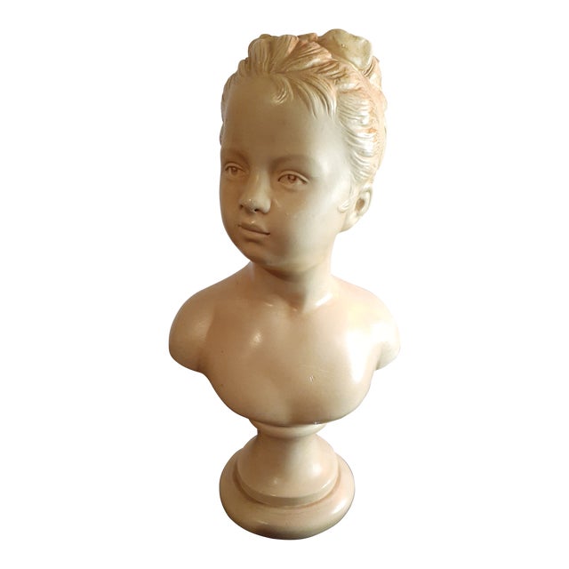 1970s Alexander Backer Chalkware Bust of Girl Sculpture | Chairish
