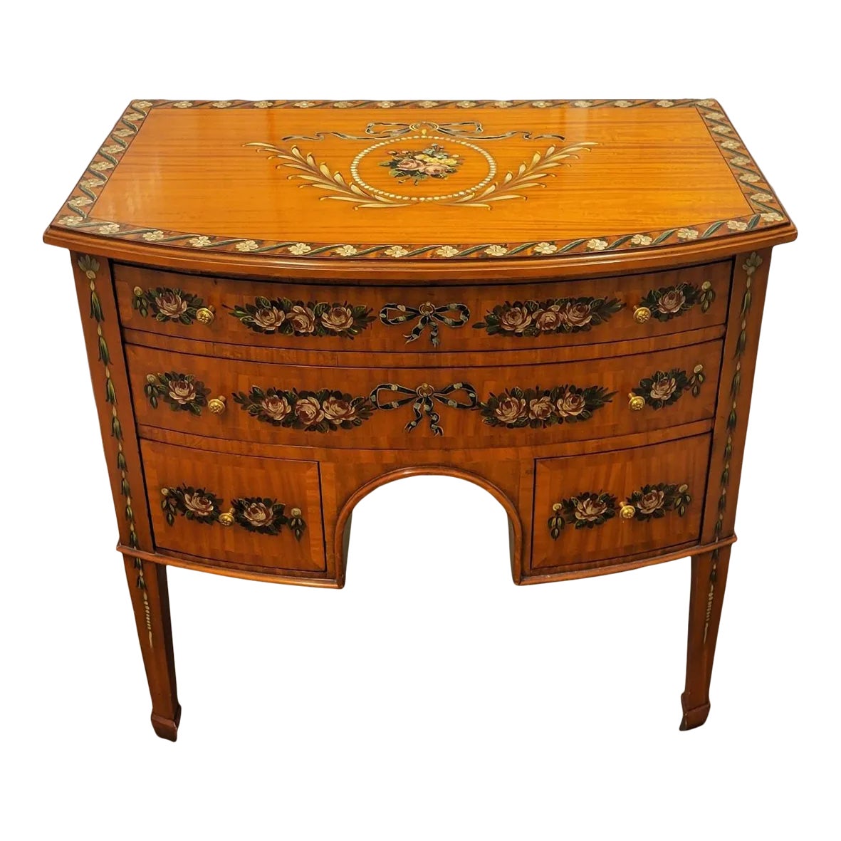 Vintage Hepplewhite Style Satinwood and Rosewood Bowfront Chest End ...