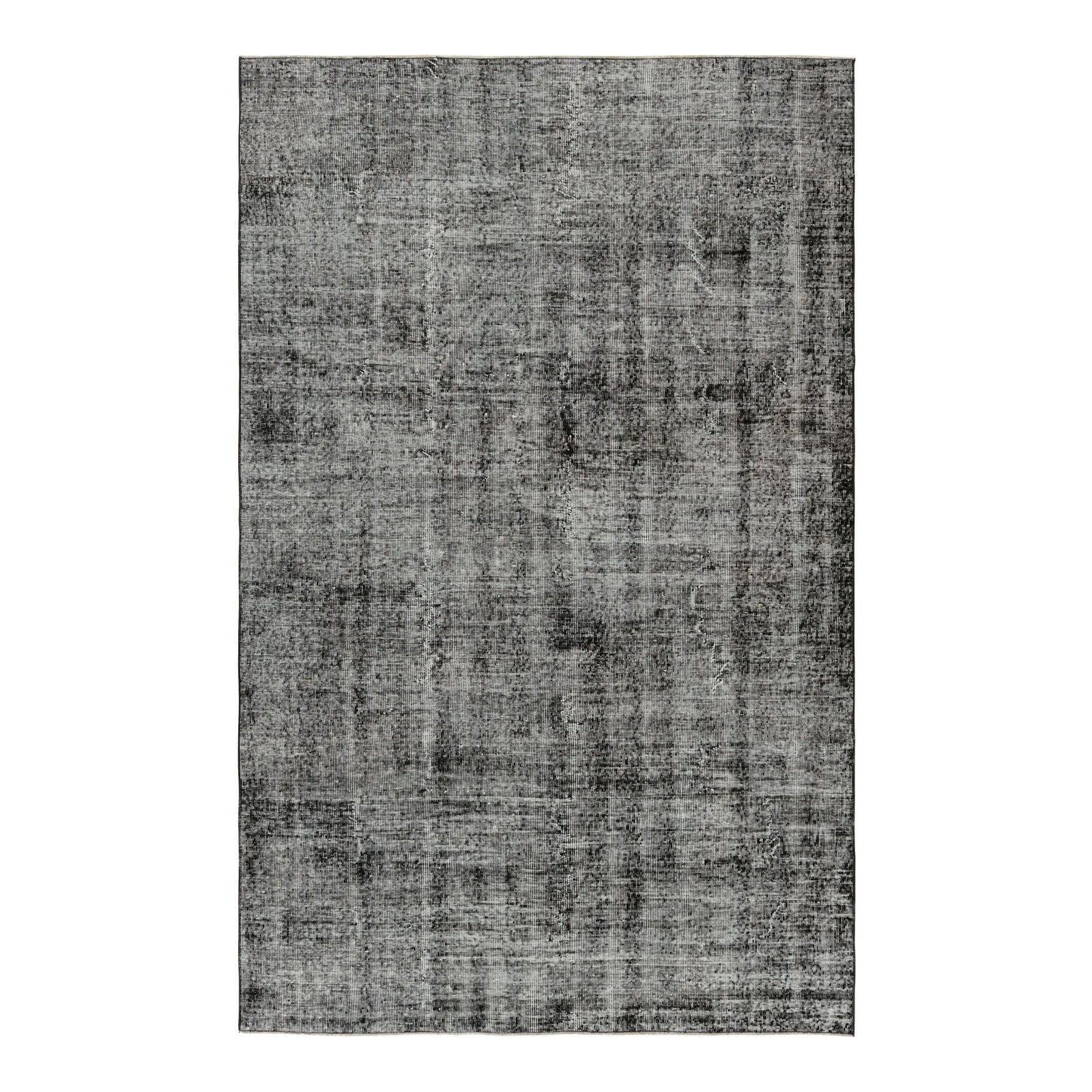 Vintage Turkish Rug in Black & White Distressed Pattern, From Rug ...