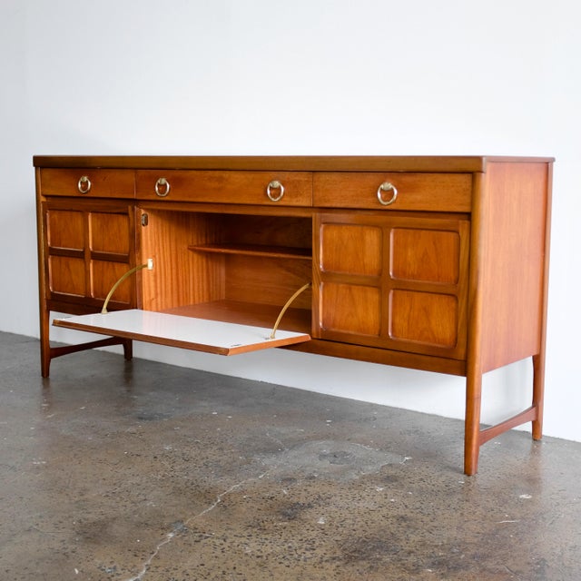 Nathan Furniture Teak Credenza / Sideboard With Drop-Down Bar | Chairish