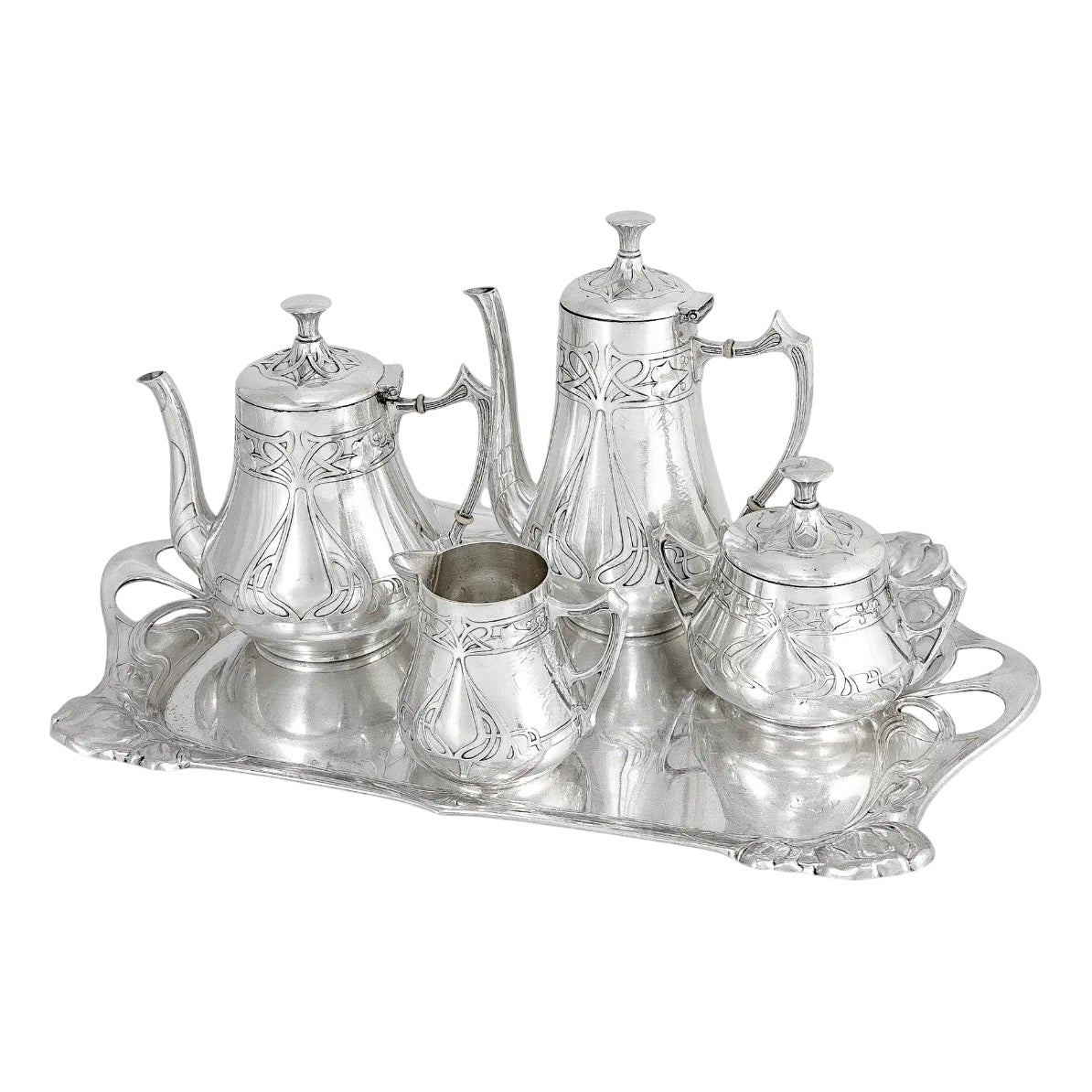 Early 20tch Century German Silver Plated Tea and Coffee Set on Tray ...