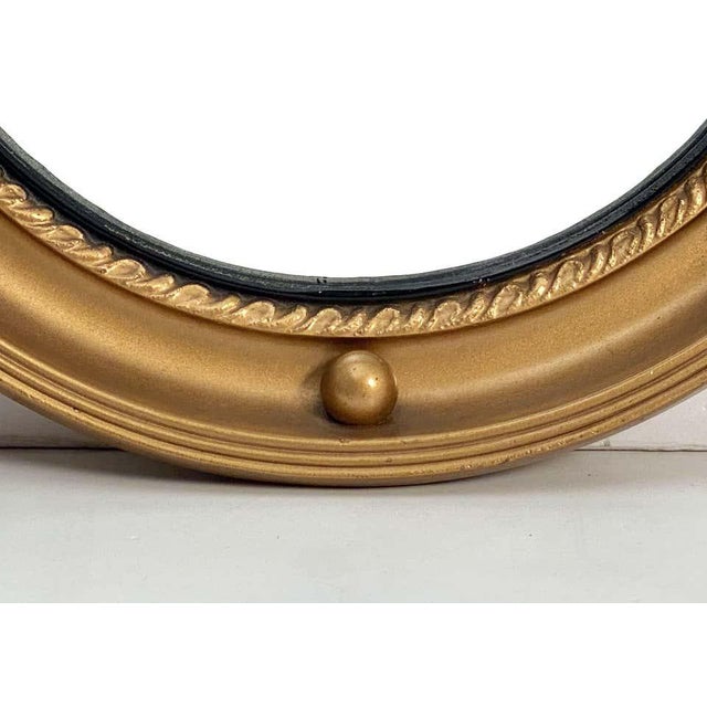 English Round Gilt Framed Convex Mirror (Dia 13) | Chairish