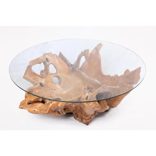 Round Organic Sculptured Teak Root Based Coffee Table 12 | Chairish