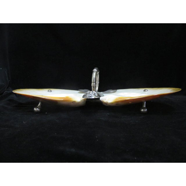 Chinese Butterfly Silver & Mother of Pearl Shell Footed Serving Tray ...