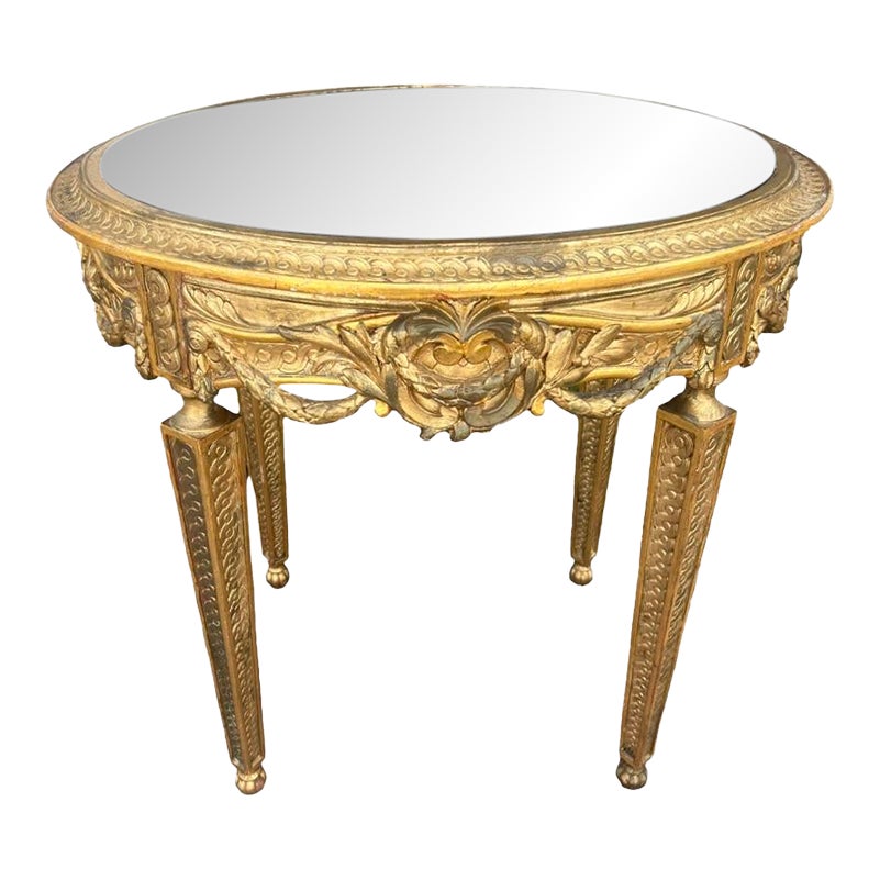 Antique Italian Gilt Carved Wood Roman Side Table | Chairish