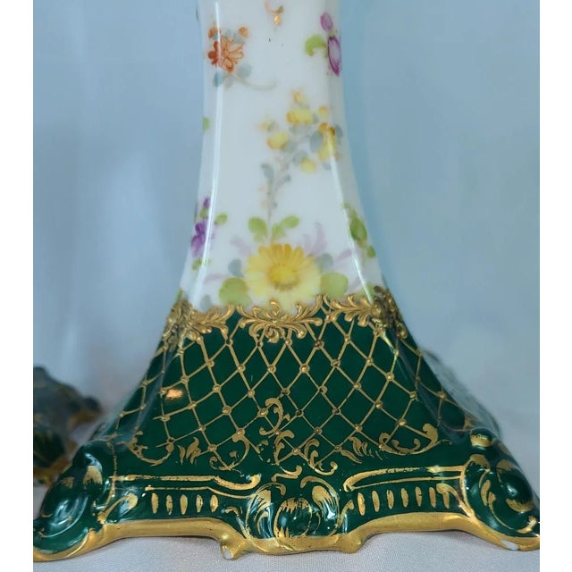 Late 19th Century Franziska Hand Painted Candlesticks Hirsch Crown H ...