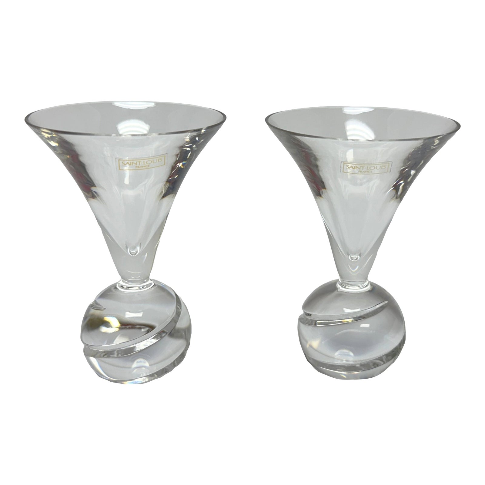 Early 21st Century Pair of Diabolo by Saint Louis Vodka Glasses New in Box | Chairish