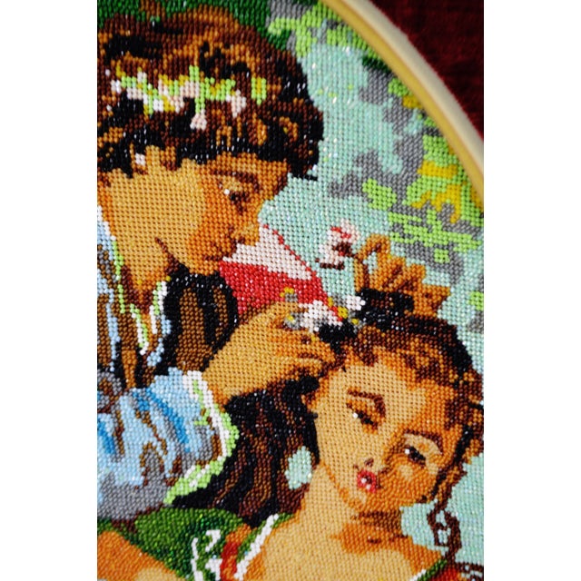 Vintage Victorian Style Framed Beaded Needlepoint | Chairish