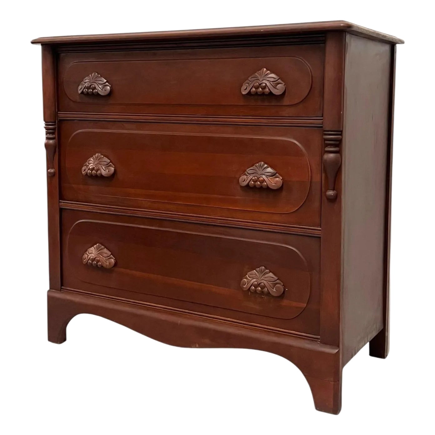 1970s Vintage Mahogany Wood Dresser 3-Dovetailed Drawers With Solid ...
