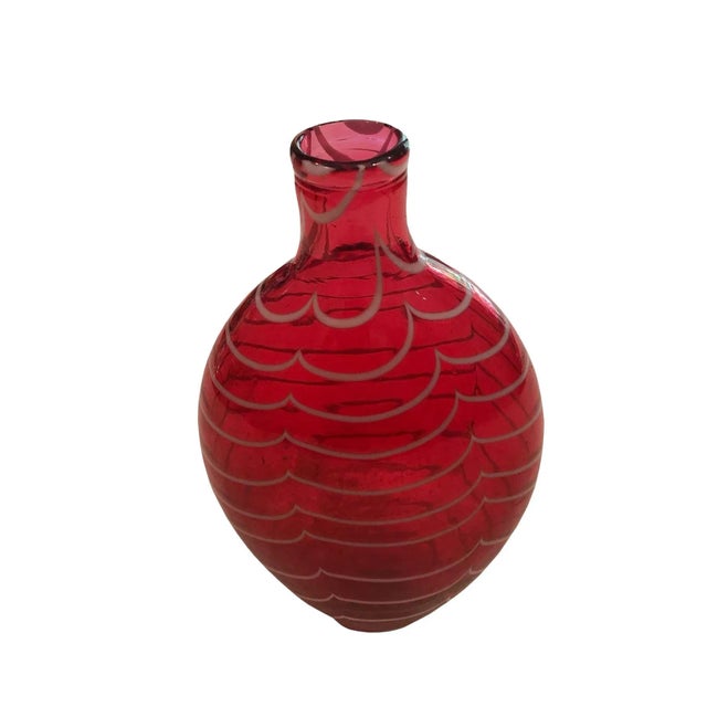 Red Nailsea Glass Pocket Flask | Chairish