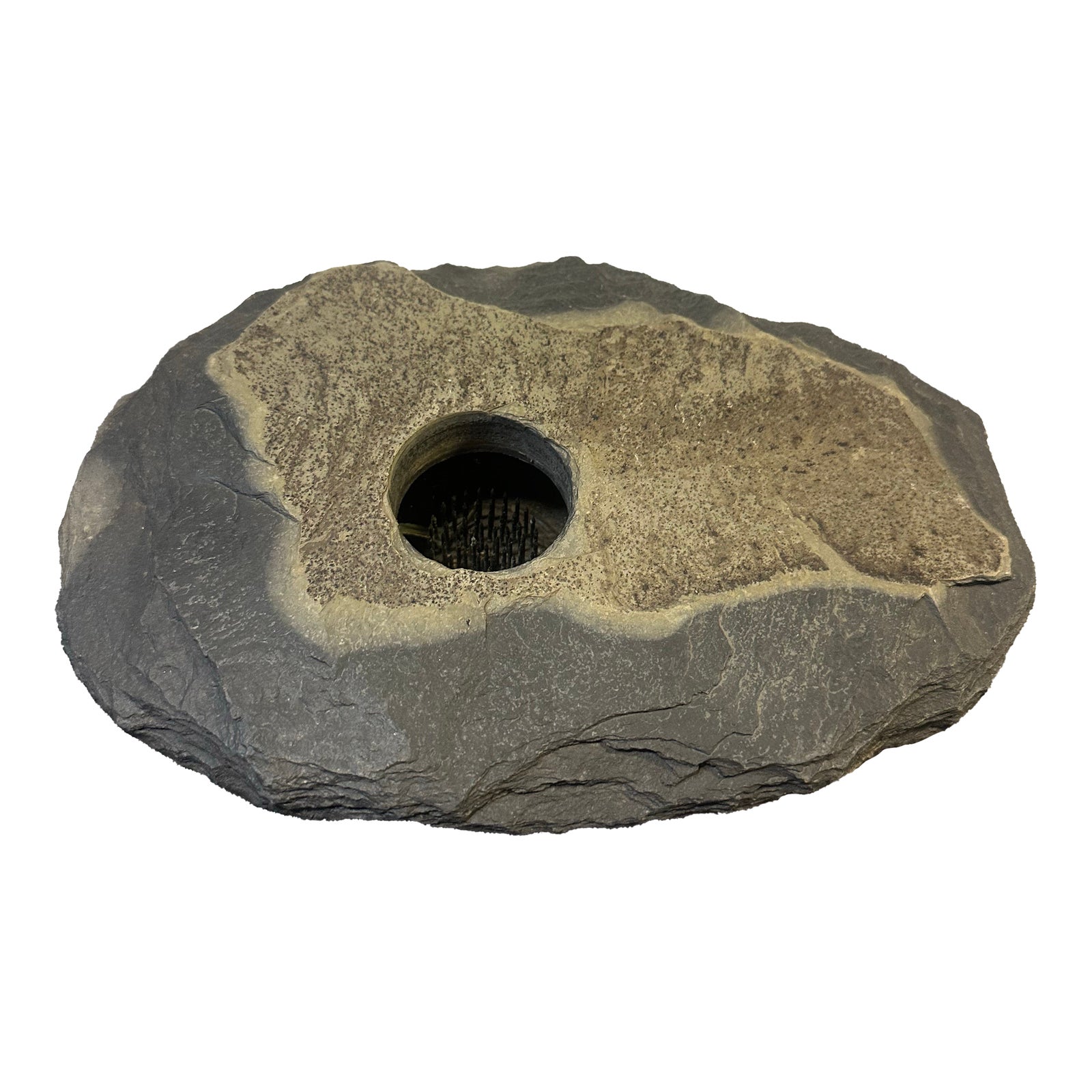 Late 20th Century Rustic Slate Stone Ikebana Vase With Flower Frog ...