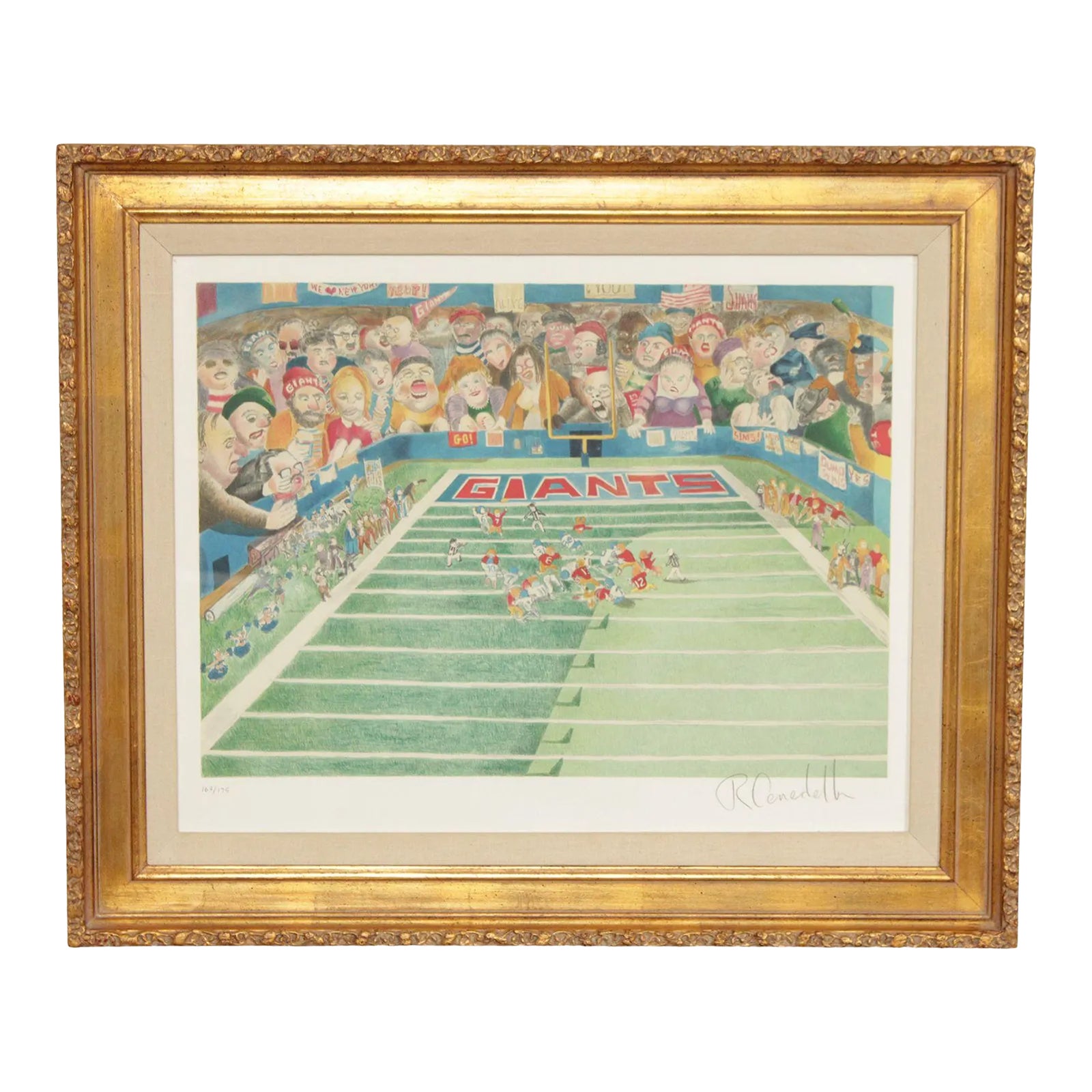 Robert Cenedella Signed Framed Lithograph, 'The Giants' | Chairish