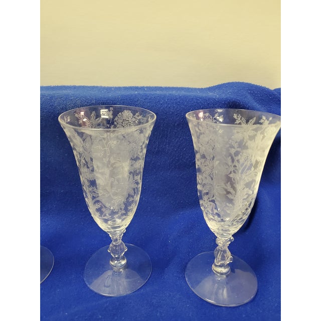 1950s Cambridge Crystal - Wildflower Wine Glasses - Set of 6 | Chairish