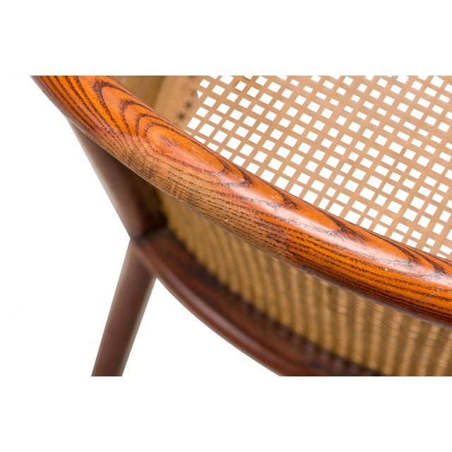 Ward Bennett American Mid-Century Steam Bent Ash and Cane Armchairs - a ...