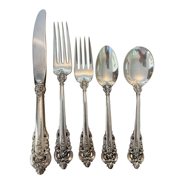 Wallace Sterling Grande Baroque 5 Piece Flatware Set | Chairish