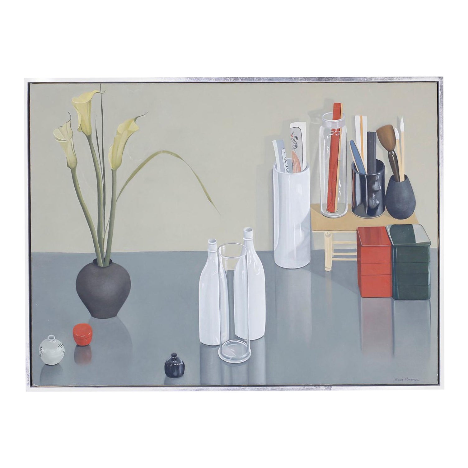 Modernist Still Life Oil Painting on Canvas by Enid Munroe | Chairish