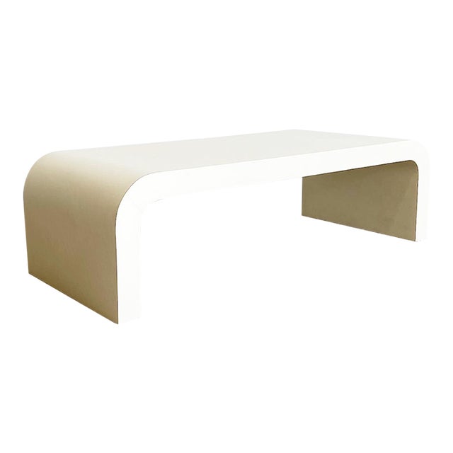Postmodern Cream Textured Laminate Waterfall Coffee Table | Chairish
