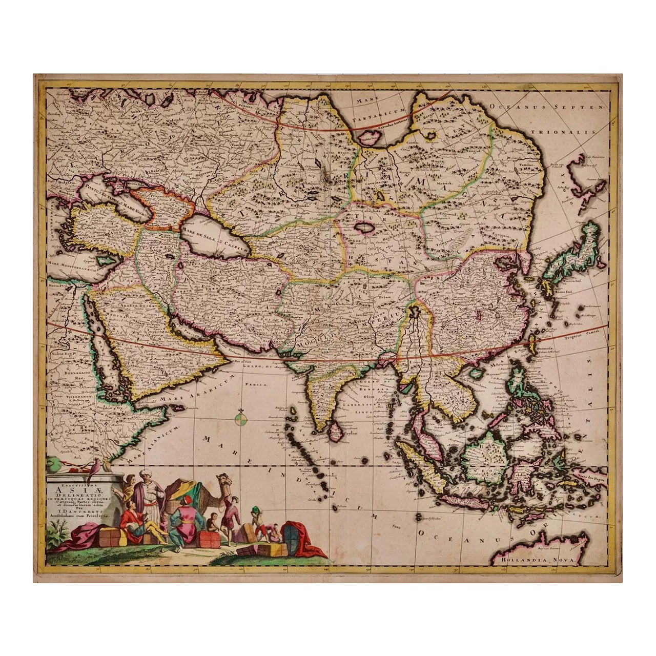 Justus DanckertsAsia Declineatio: A 17th Century Hand-colored Map of ...