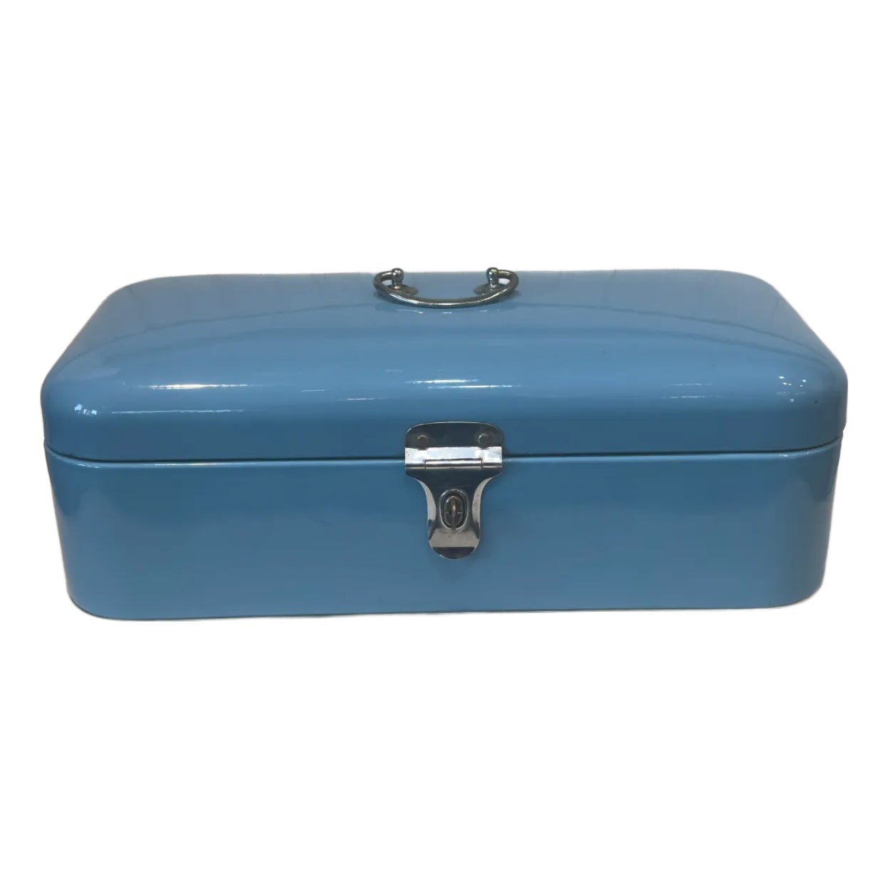 Vintage Enamel Blue Kitchen Bread Box or Bin | Chairish
