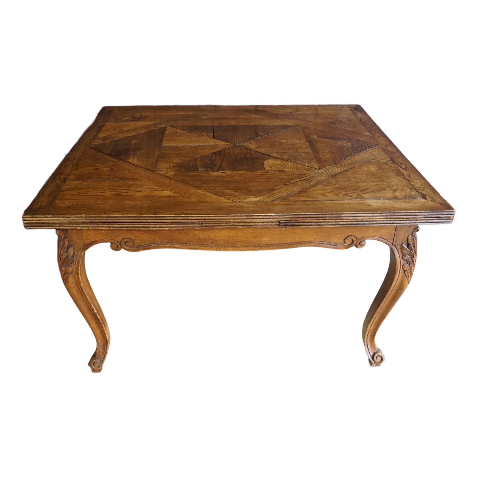 antique oak draw leaf dining table