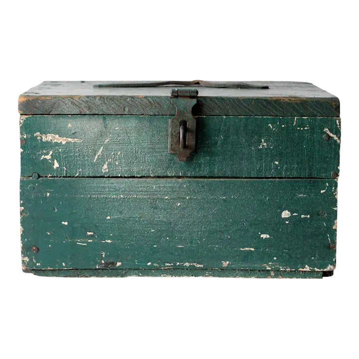 Vintage Painted Wooden Tool Box | Chairish