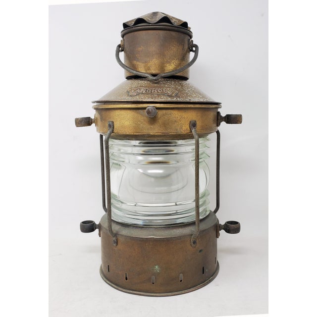 Antique Anchor Nautical Maritime Ship Brass Lantern - Fresnel Style ...