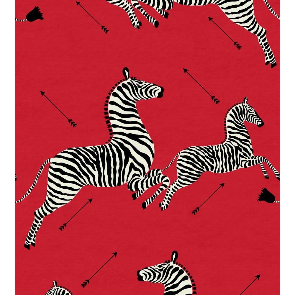 The House of Scalamandré Zebras Outdoor Fabric, Masai Red | Chairish