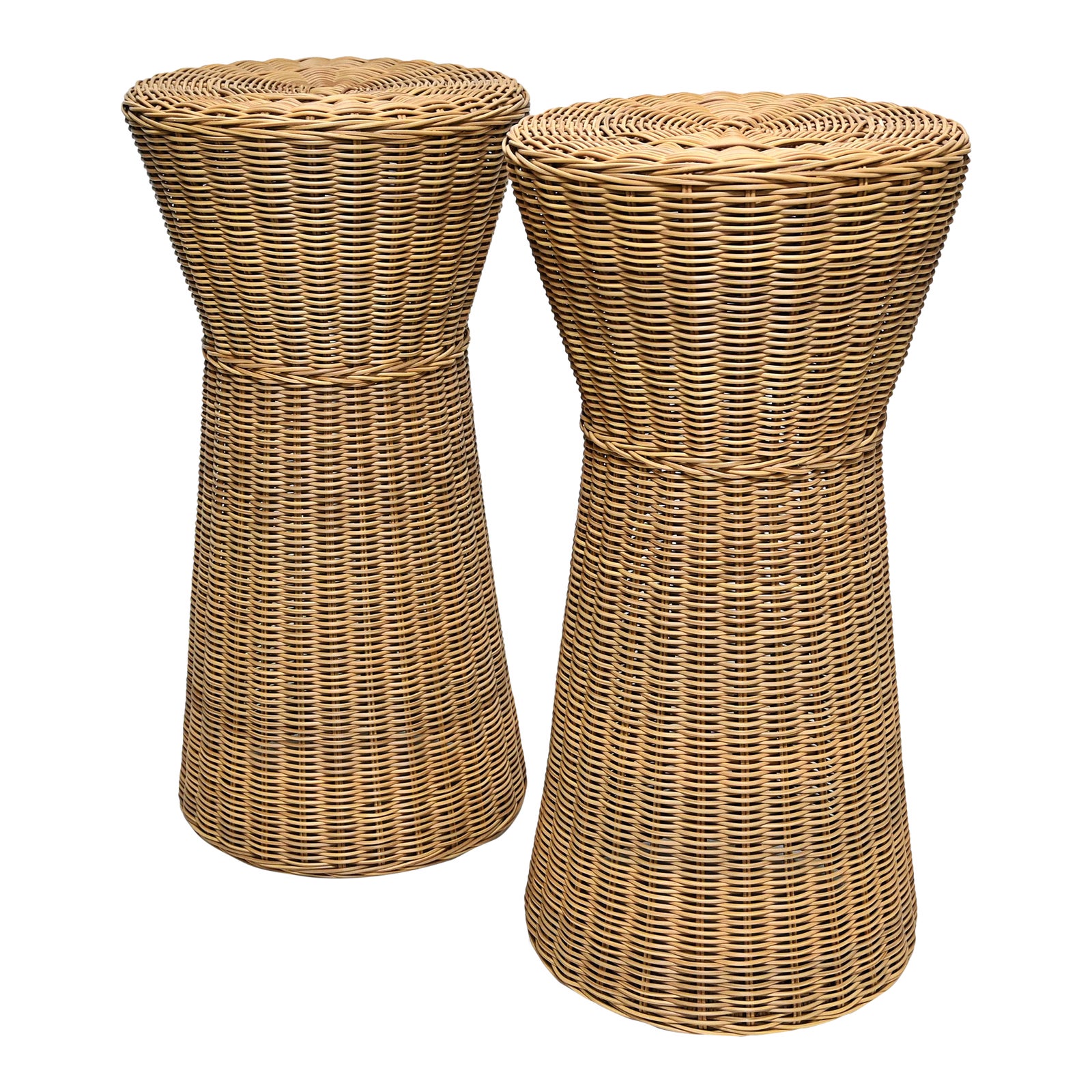 Walters St Croix Hourglass Drum Occasional Tables in Woven Resin - a ...