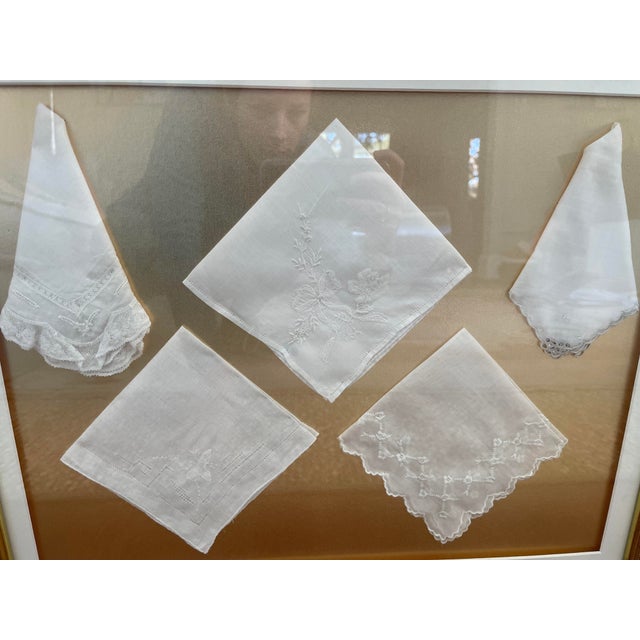 1950s Framed Linen Handkerchief Wall Art | Chairish