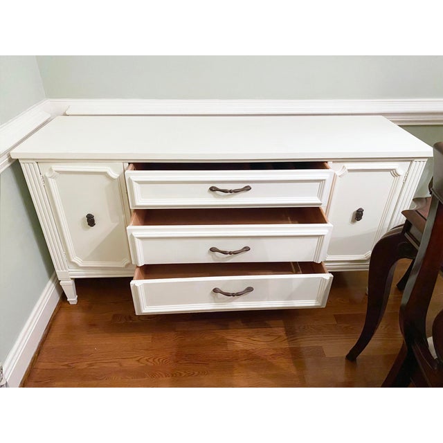 1980s Vintage Basset Furniture Industries Buffet - Chalk-Painted | Chairish