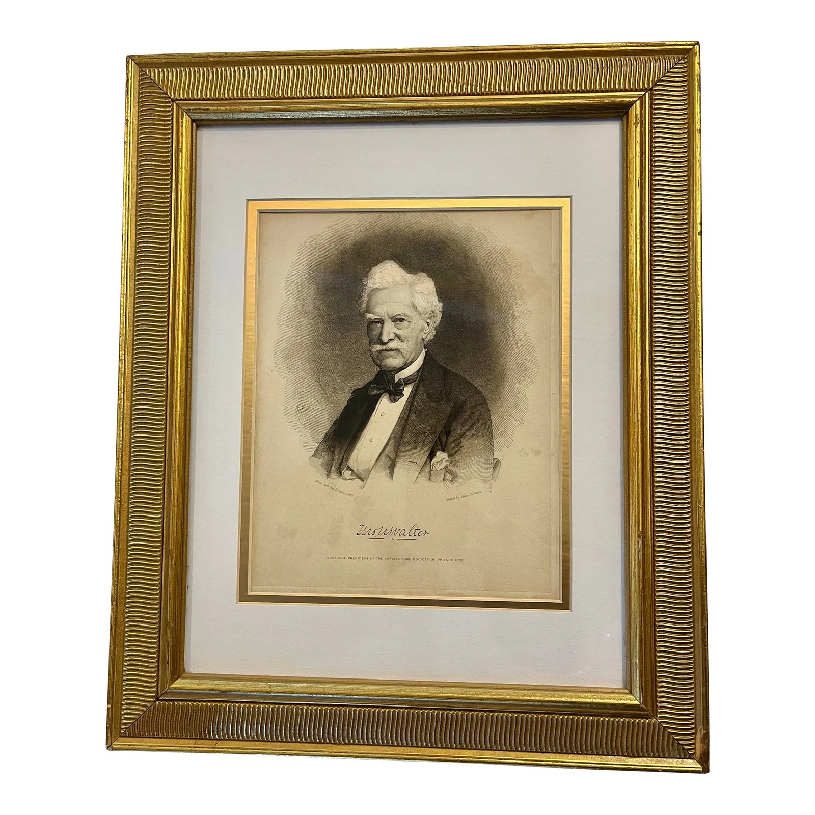 1885 Etched Portrait of Walter the First Vice President of the Artists ...