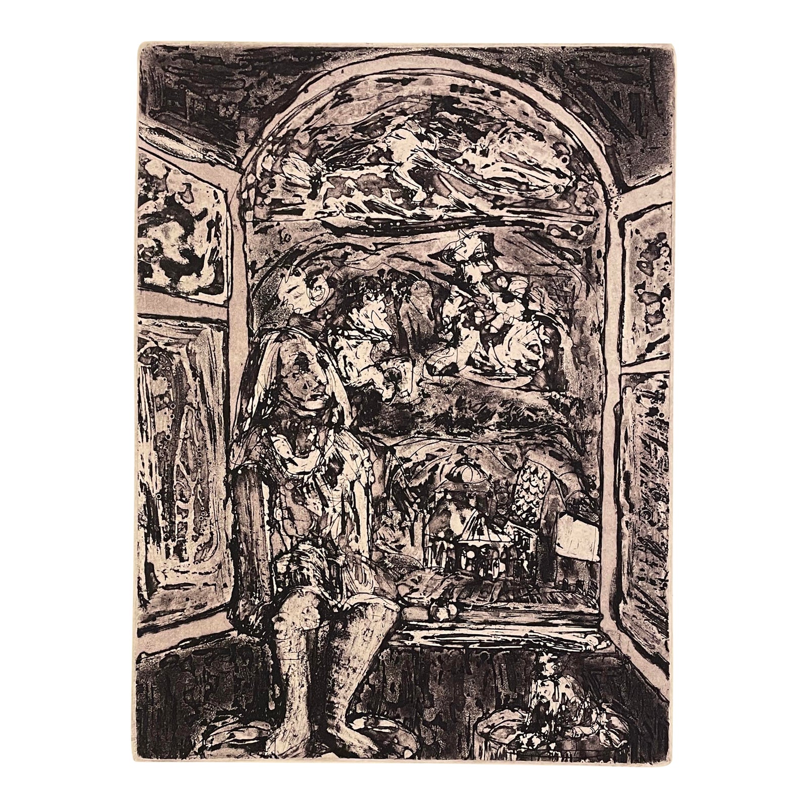 1973 Adrienne Anderson Cat Mystic Etching | Chairish