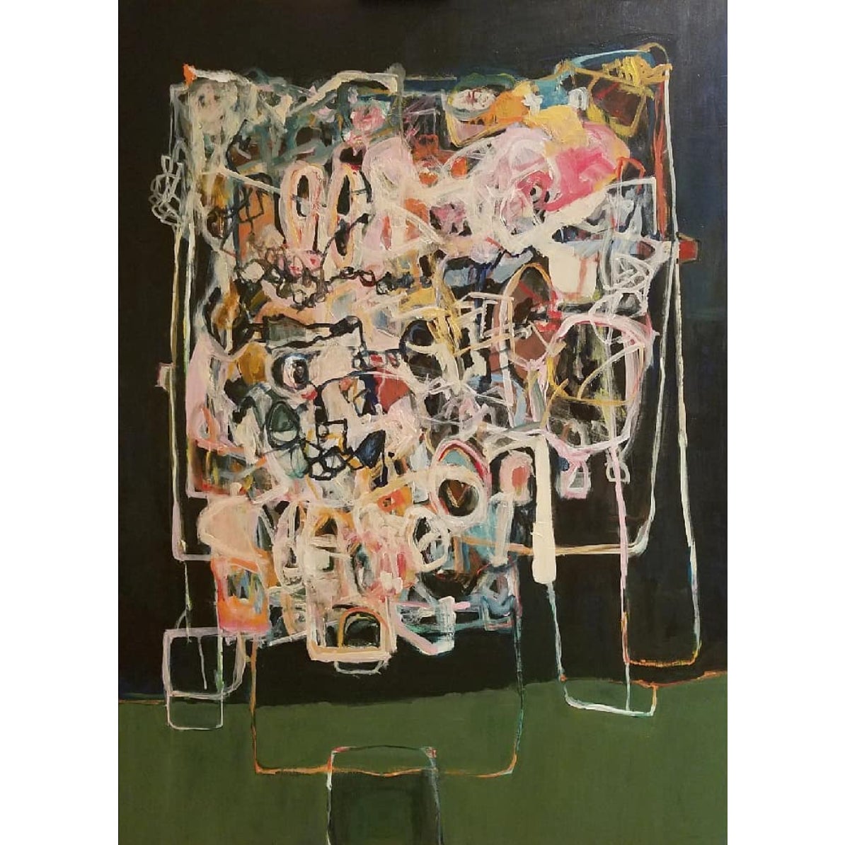 "Untitled Green and Black" Abstract Expressionist Painting by Lynn ...