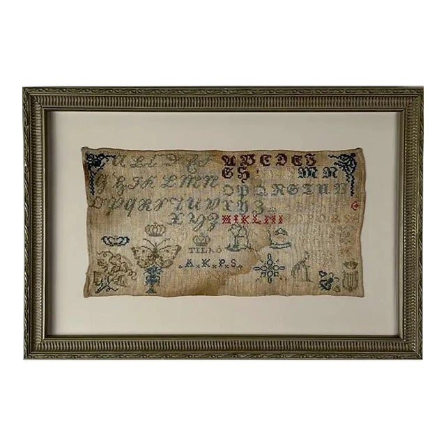 Antique Alphabet Needlework Sampler, 1852 | Chairish