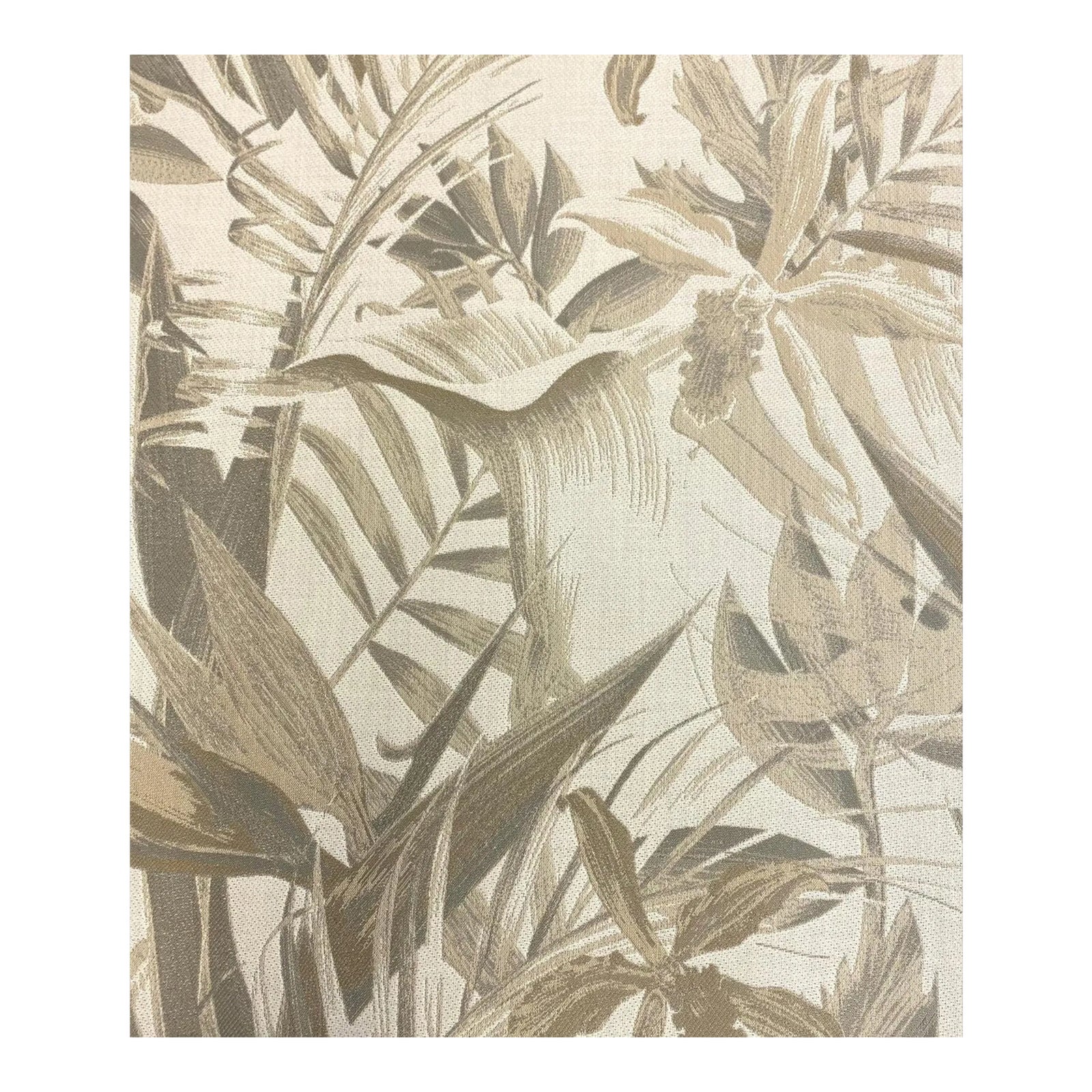 Designer Taupe Grey Beige Tropical Palm Leaves Upholstery Fabric | Chairish