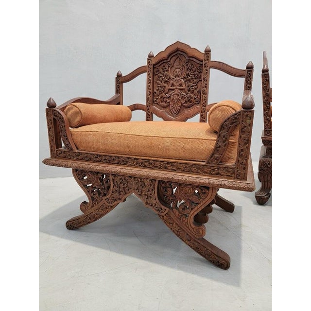 Antique Thai Howdah Hand-Carved Rosewood Ornate Saddle Chairs - Set of ...