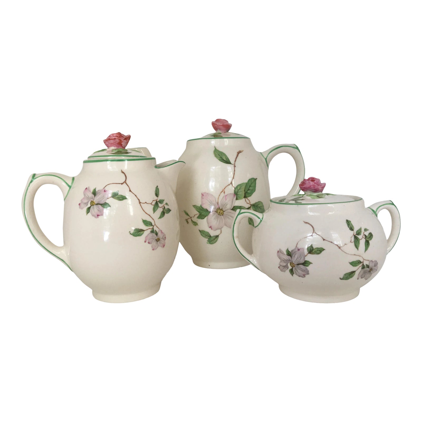 1940s Vintage English Ambassador Ware Ceramic Dogwood Tea Set of 3 ...