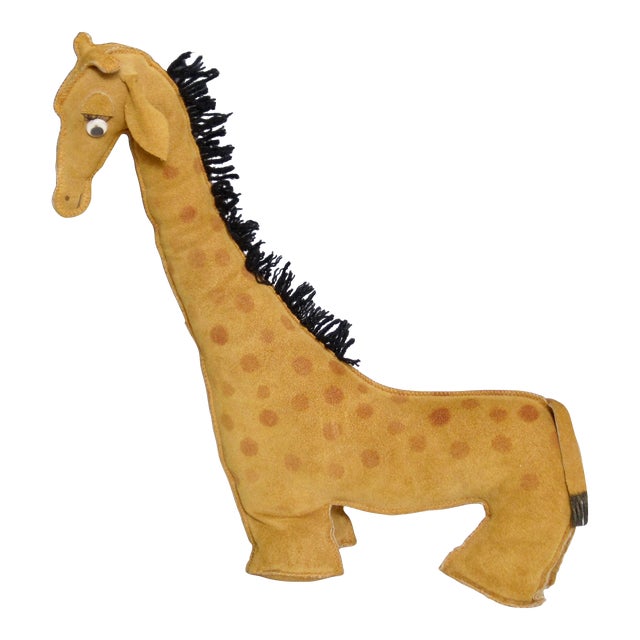 1970s Folk Art Suede Leather Giraffe Stuffed Animal | Chairish