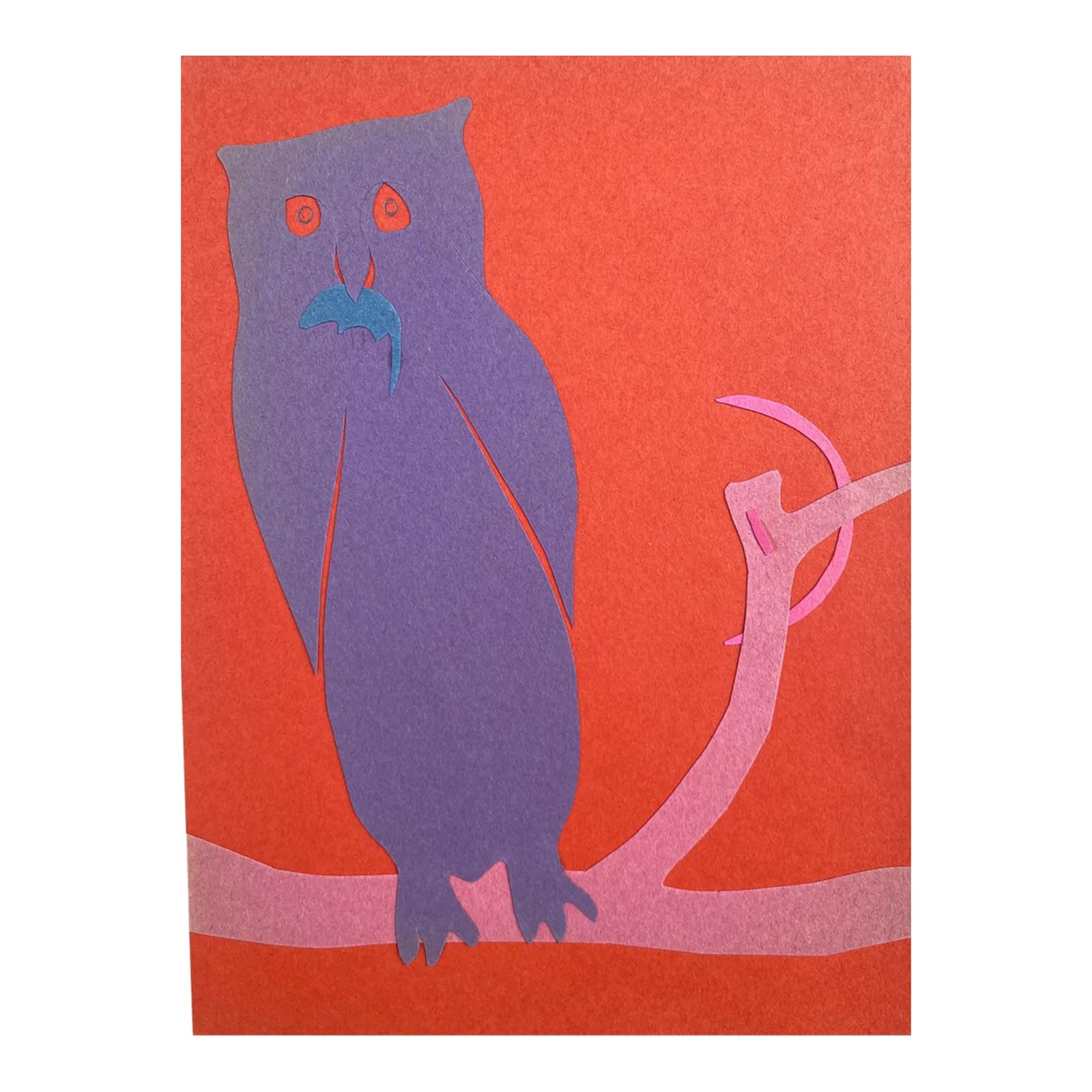 1955 James Bone Owl and Mouse Collage | Chairish