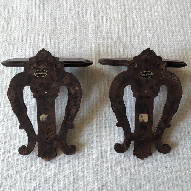 Mid-20th Century Syroco Wood Lyre Wall Shelves -- a Set | Chairish